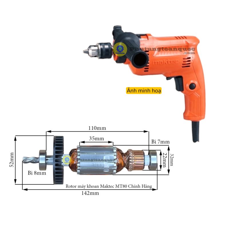 Rotor Máy Khoan Maktec MT80 - MT80A - MT80B Chính Hãng Makita Có Mã QR ...